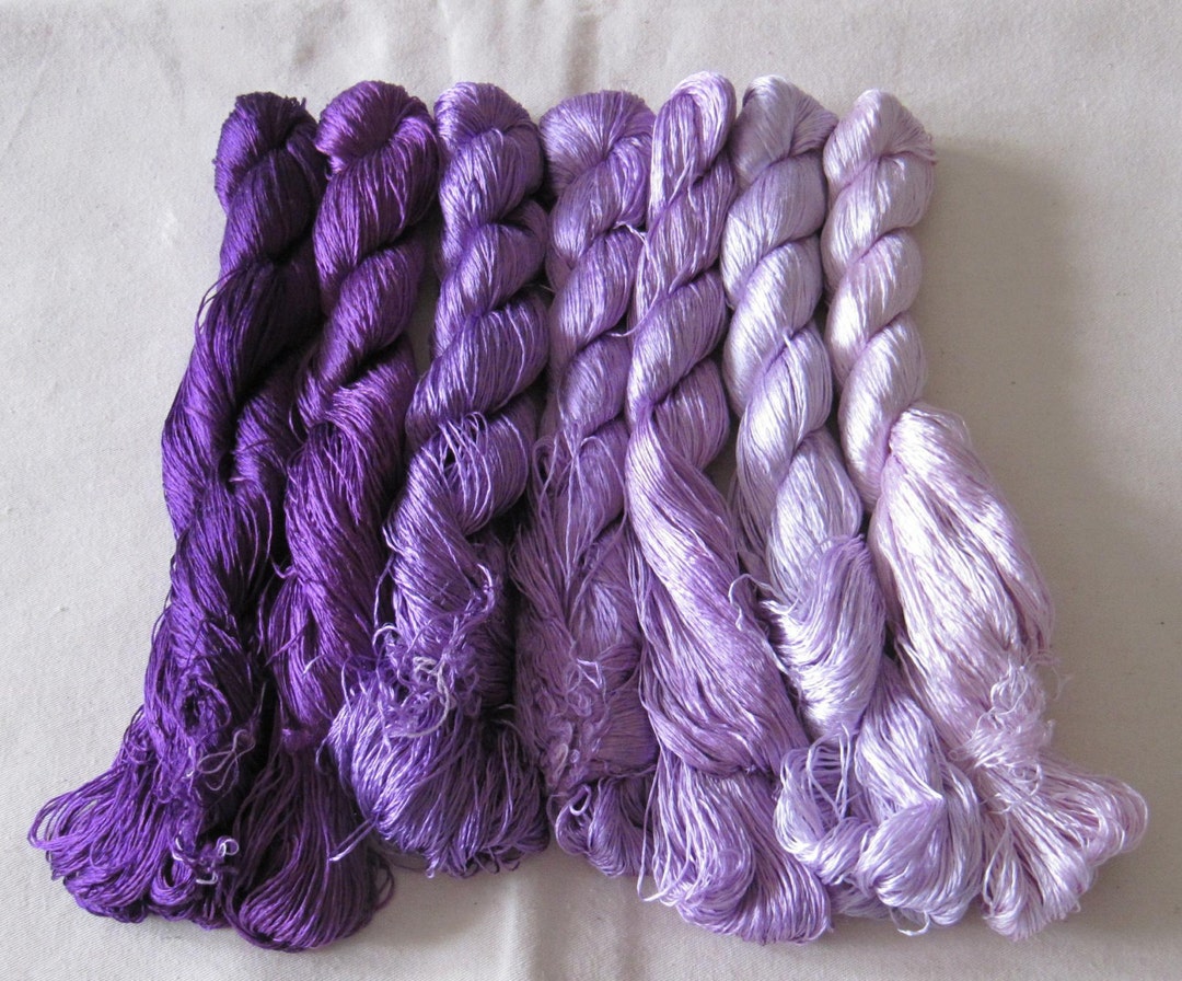 7 Skeins Chinese Natural Mulberry Silk Embroidery Threads Floss 440m ...