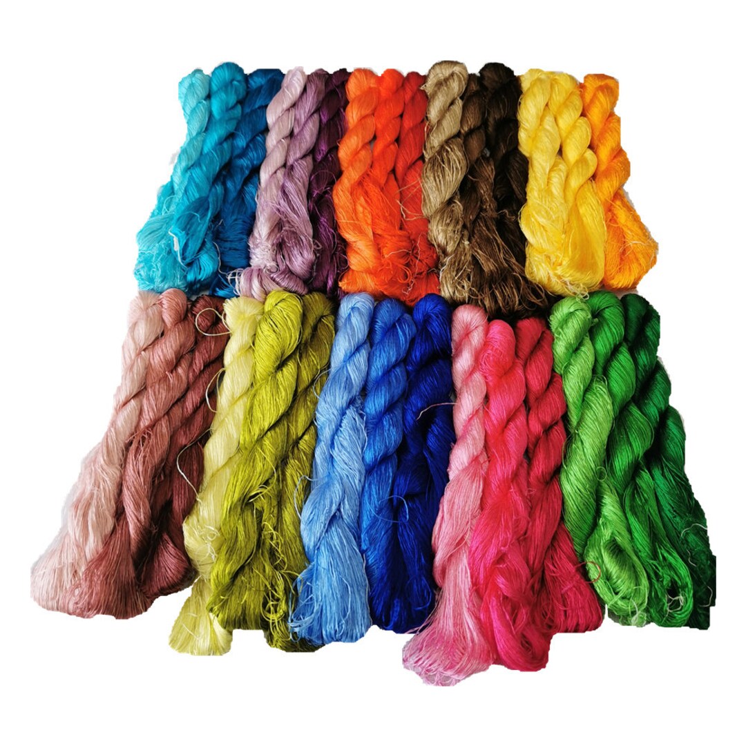 30 Skeins Chinese Natural Mulberry Silk Embroidery Threads Floss 440m ...