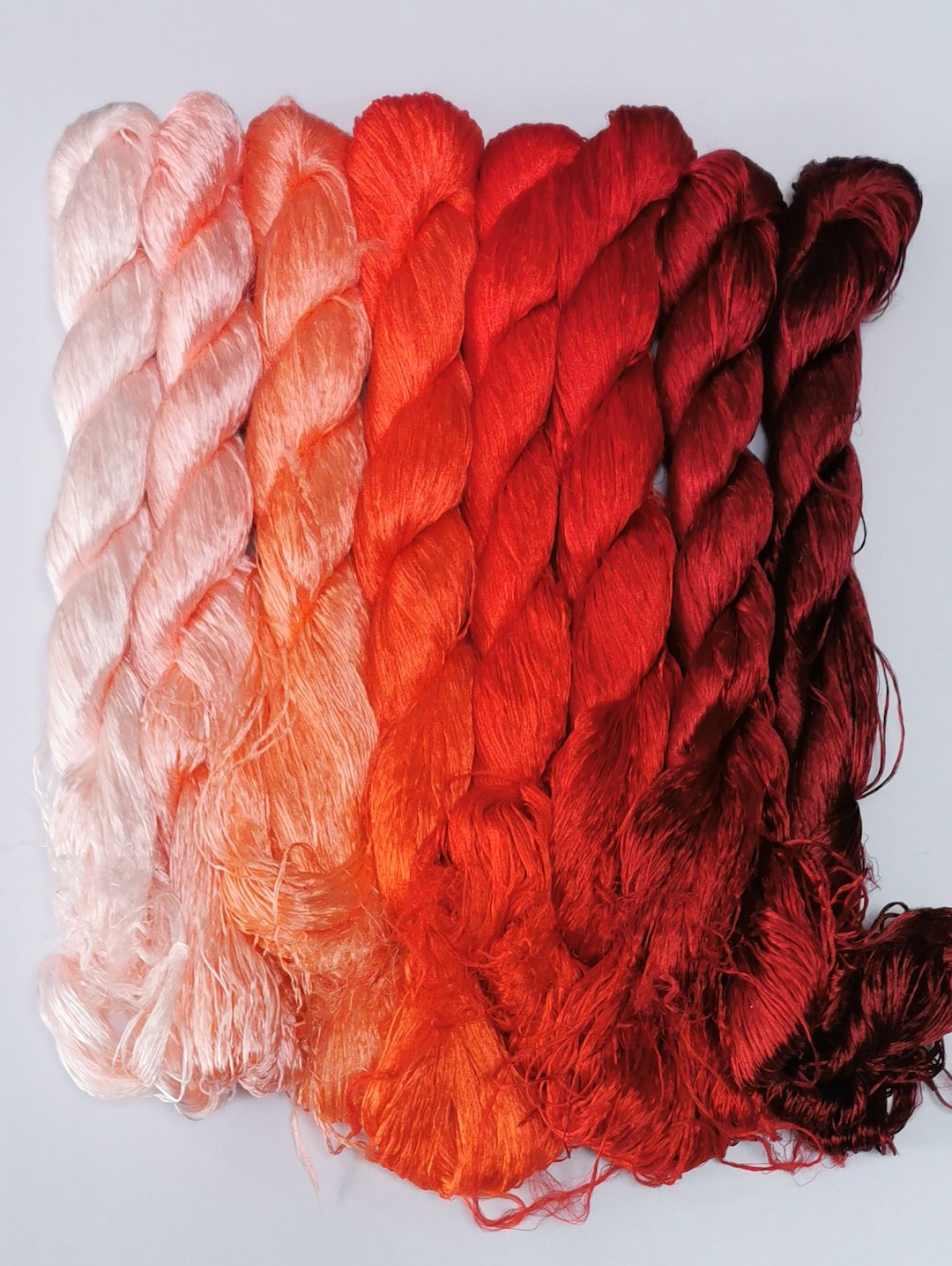 8 Skeins Untwisted Chinese Natural Mulberry Flat Silk Embroidery ...