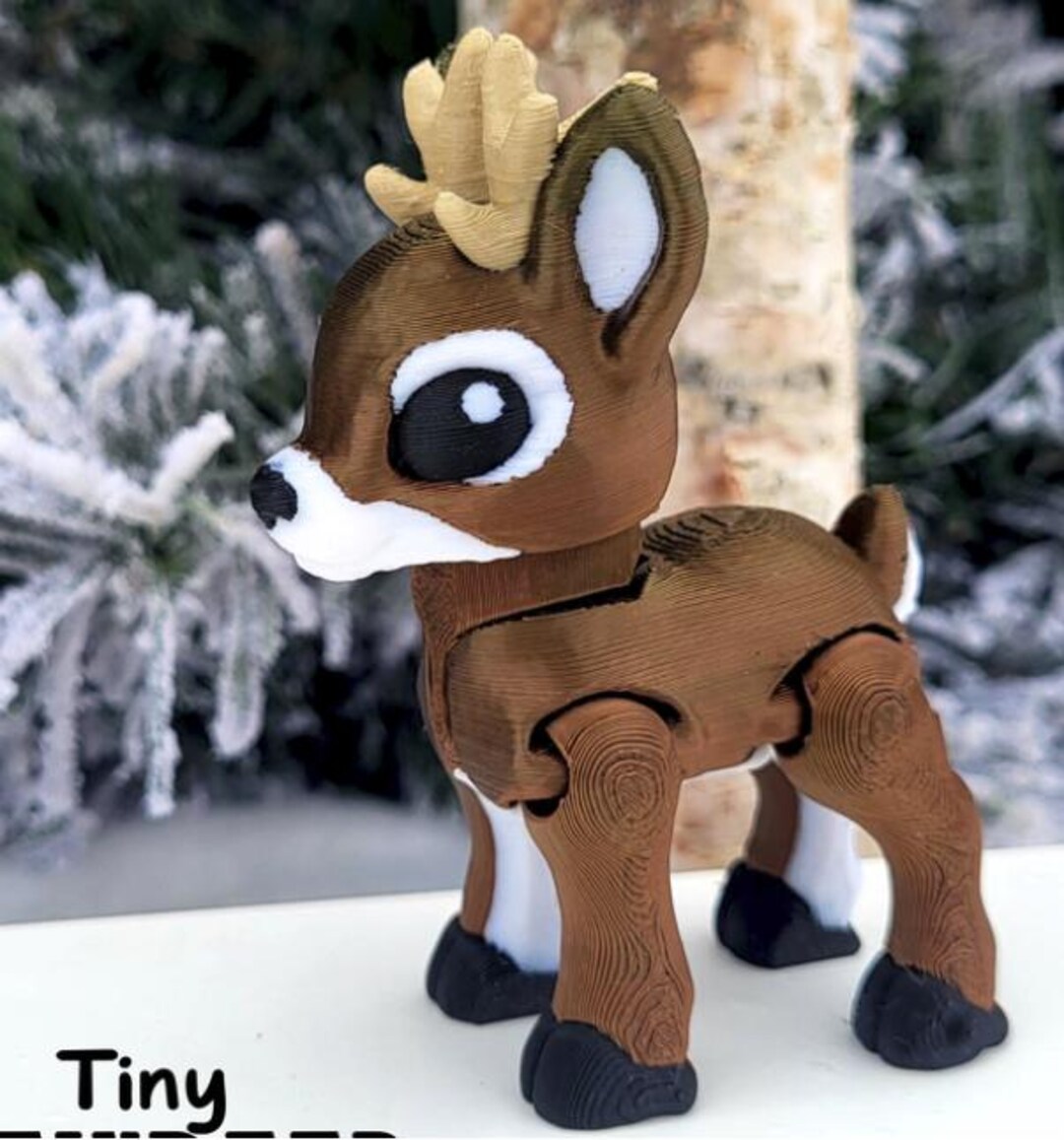 3D Printed Articulated Festive Reindeer Flexi-articulated Christmas ...