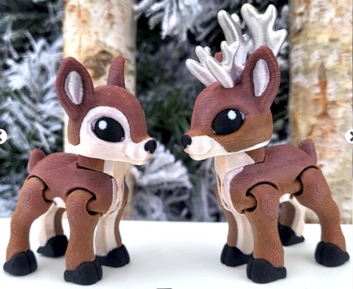 3D Printed Articulated Festive Reindeer Flexi-articulated Christmas ...