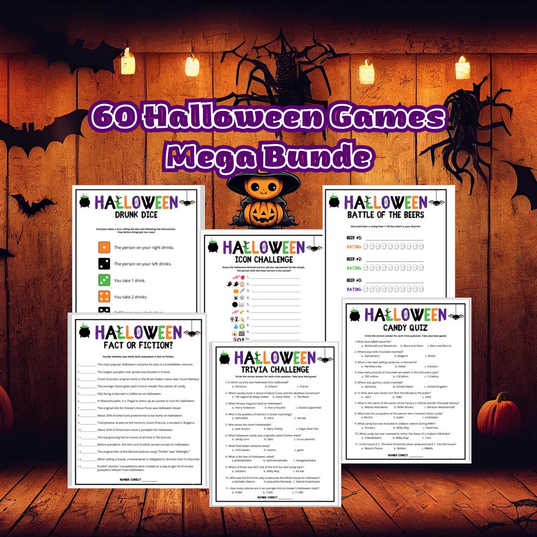 60 Halloween Games Bundle in Pdf Format - Etsy