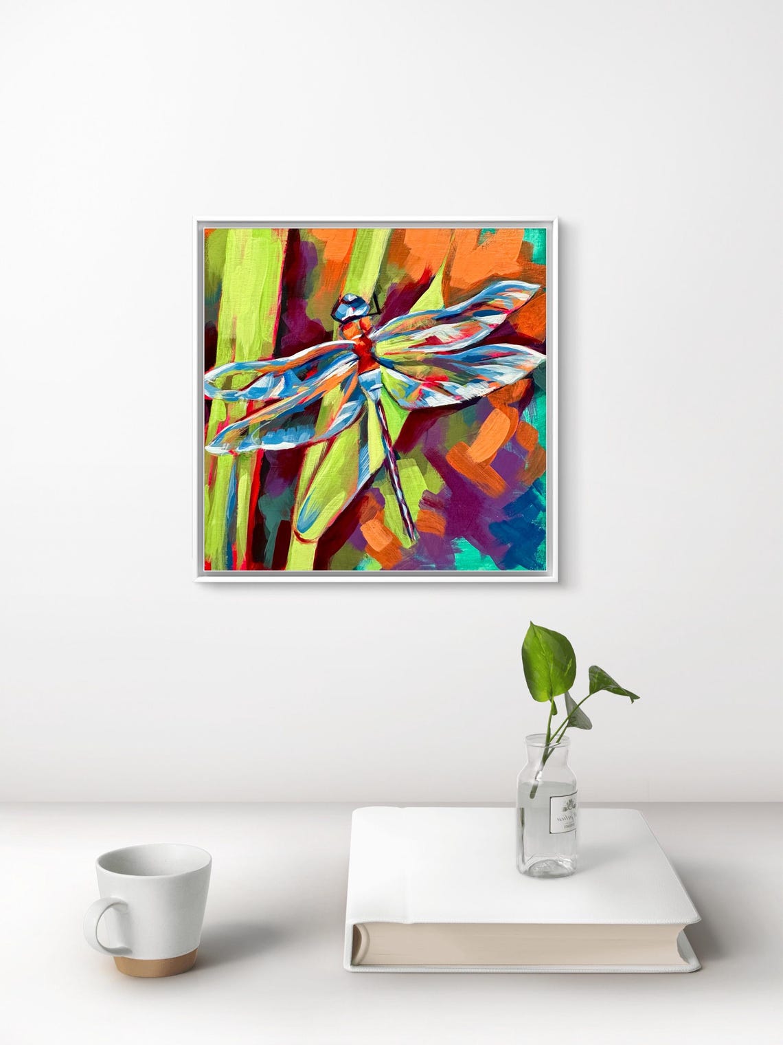 Dragonfly | Acrylic Painting on 8x8 Wooden Board. - Etsy