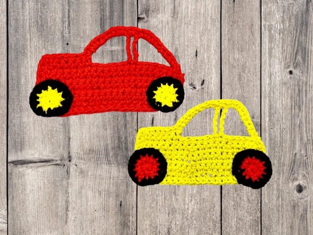 Crochet Car Applique,car Applique Red Car, DIY Applique, Applique for a ...