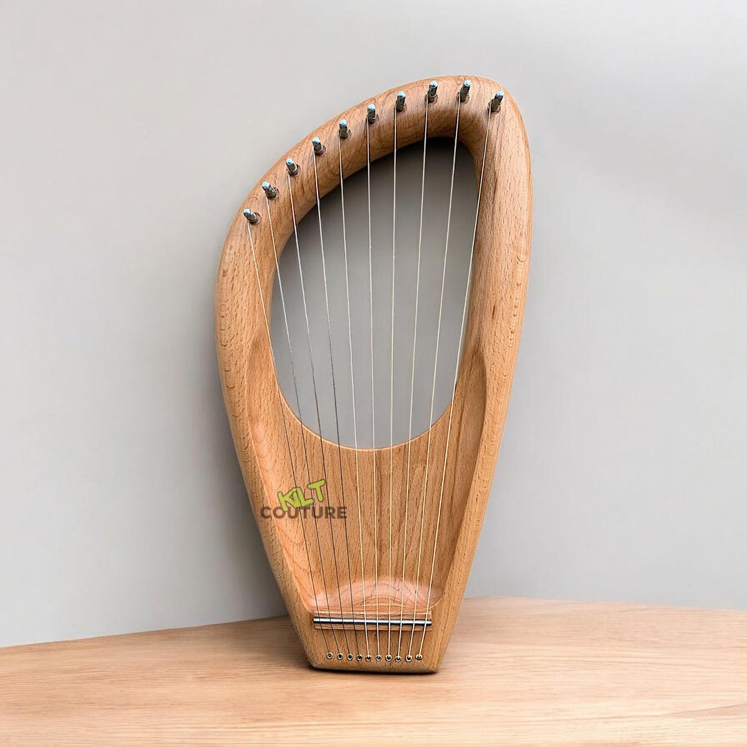 Pentatonic Design Beech Wood Lyre Harp 10 Strings Natural Shiny ...