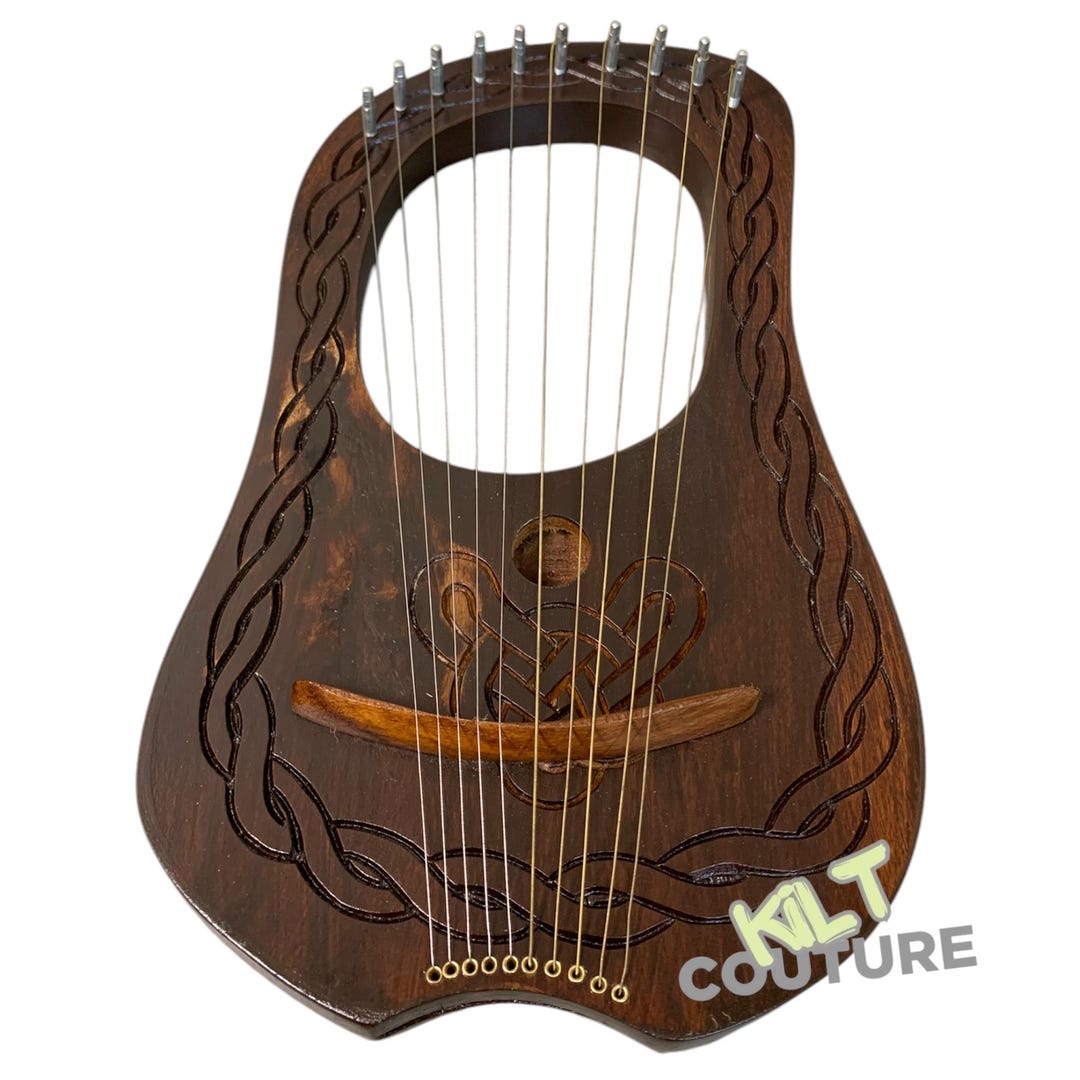 Lyre Harp Piping Rosewood Celtic Design 10 Metal Strings Brown Lyre ...