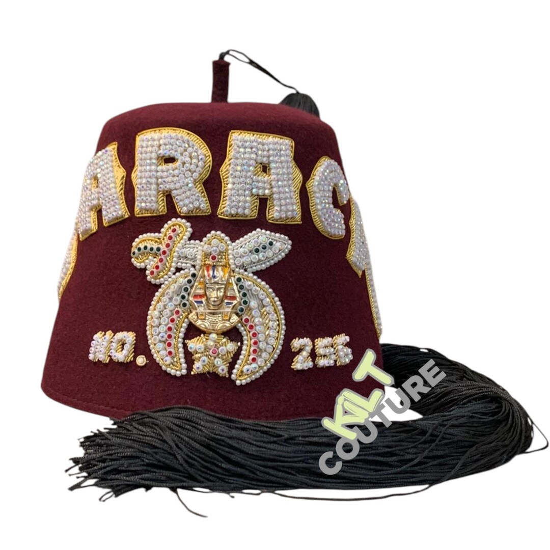 Shriner's Fez Hat Custom Lodge Details Shriner's Fez Rhinestones ...