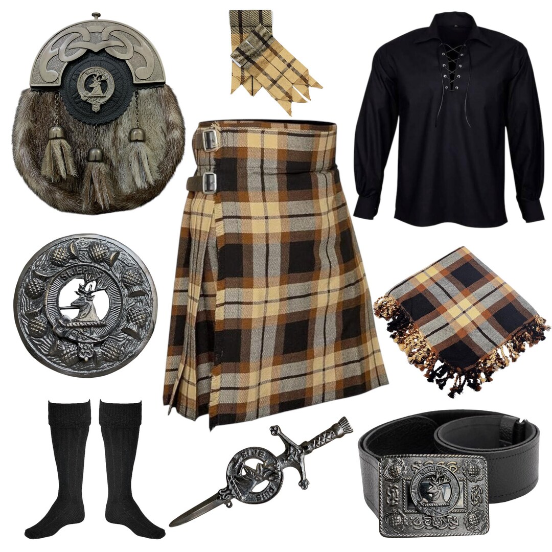 Men's Davidson Clan Crest Kilt Set 10 Pieces Scottish Wedding Kilt ...
