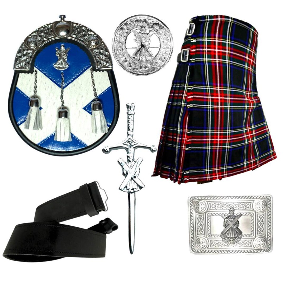 Scottish Men's 7 Pieces Kilt Set St. Andrew Kilt Outfit Highland ...
