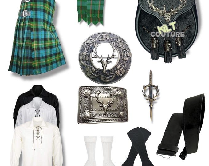 Men's Antique Stage Head Kilt Set - Scottish Gunn Ancient Tartan ...