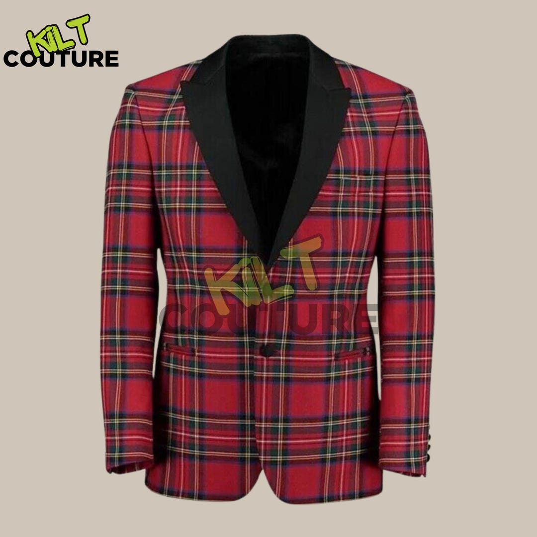 Scottish Men's Royal Stewart Tuxedo Jacket Highland Wedding Tuxedo Kilt ...