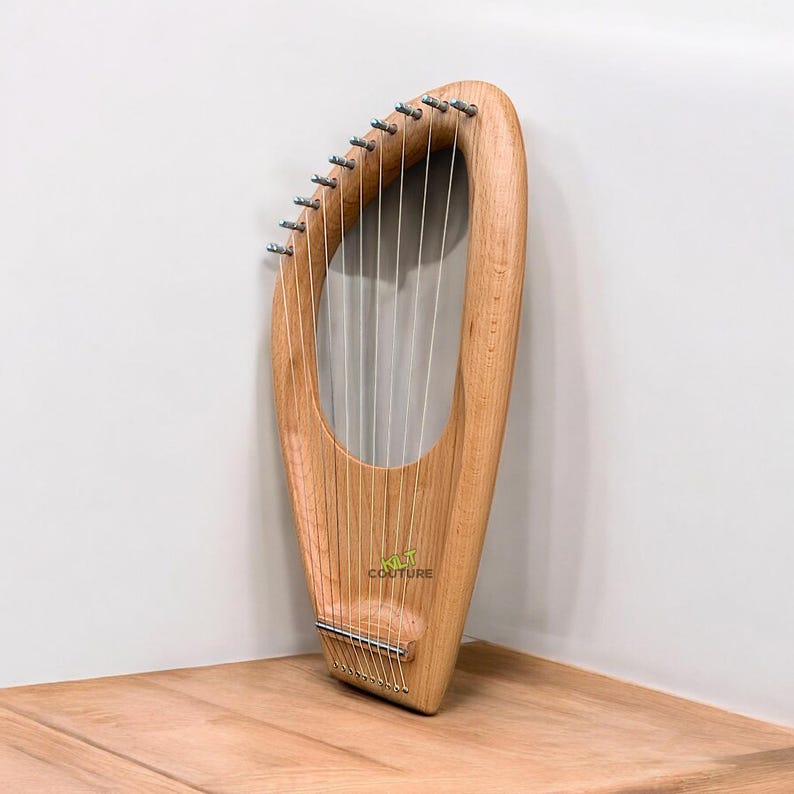 Pentatonic Design Beech Wood Lyre Harp 10 Strings Natural Shiny ...