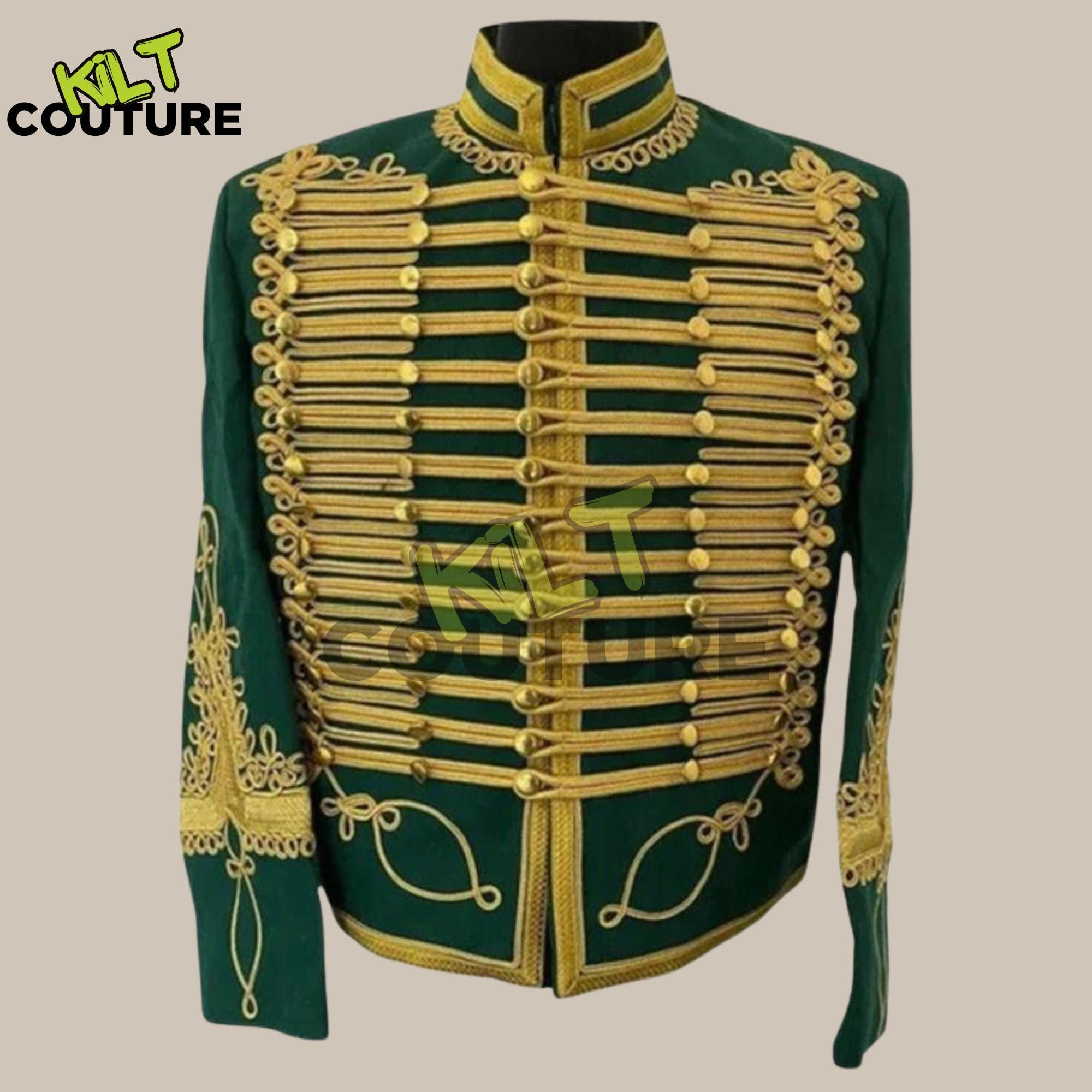 Napoleonic Men's Green Jimi Hendrix Hussar Jacket Military Style Green ...