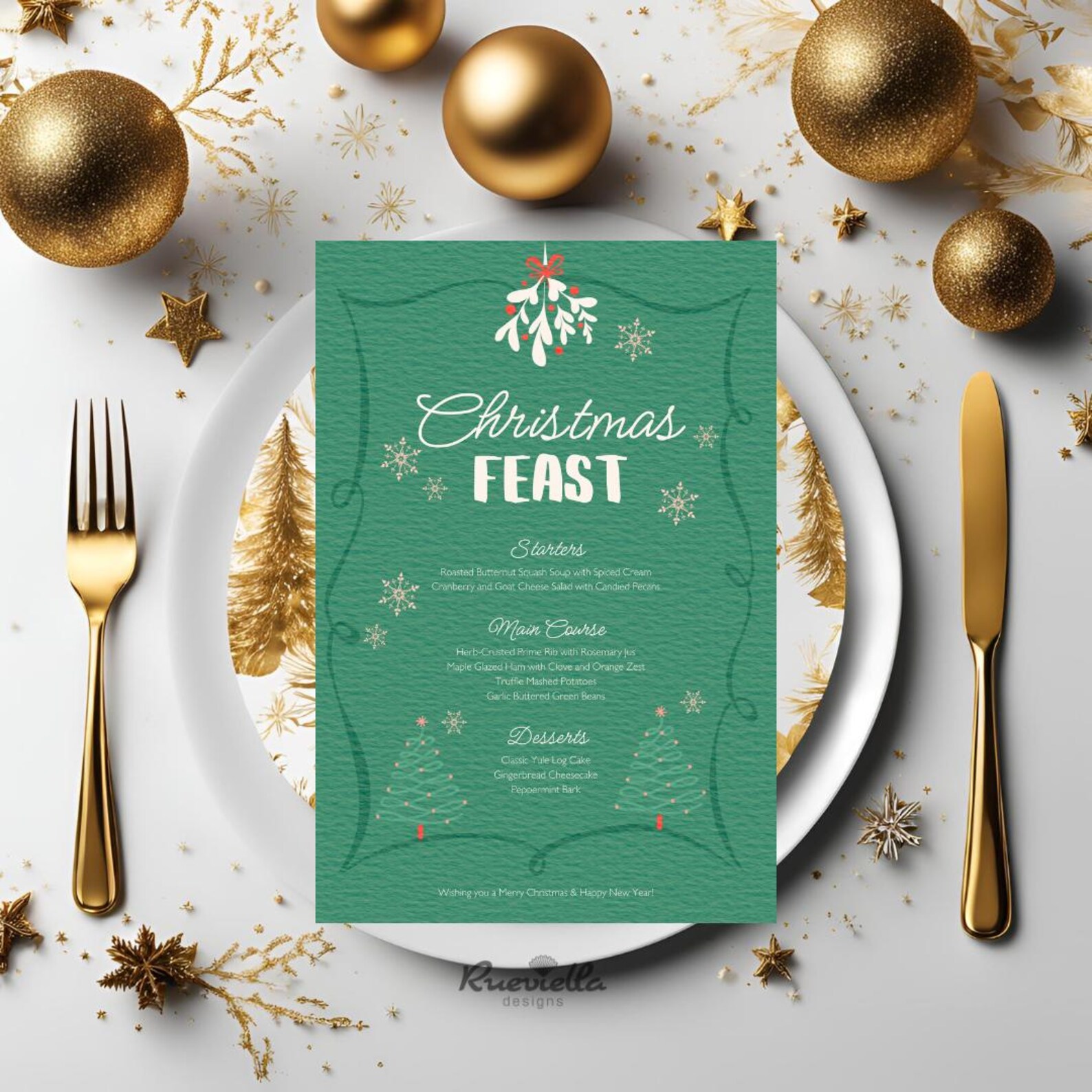 Printable Christmas Menu Template Festive Holiday Menu for Christmas ...