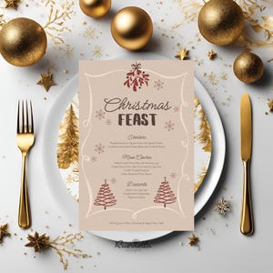 Printable Christmas Menu Template Festive Holiday Menu for Christmas ...