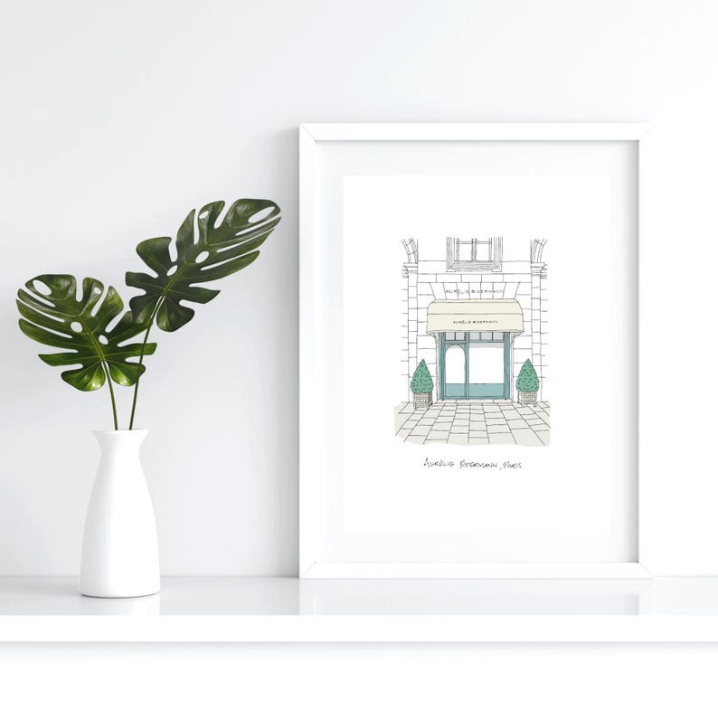 Shop Front Illustration Printable Line Art, Architectural Illustration ...