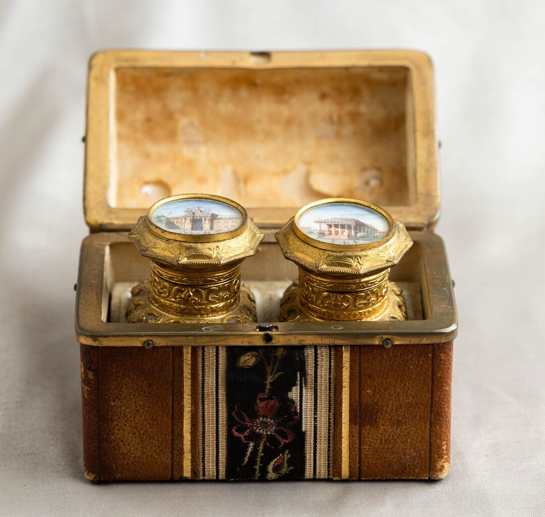 C. 1860s Antique French Grand Tour Palais Royale Scent Bottle Caddy ...