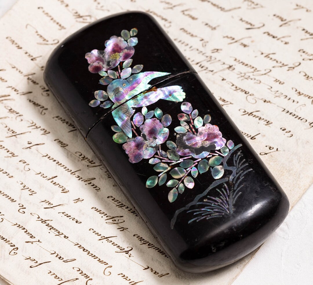 19th C. Antique French Paper Mache Mother of Pearl Bird Cigar Case - Etsy