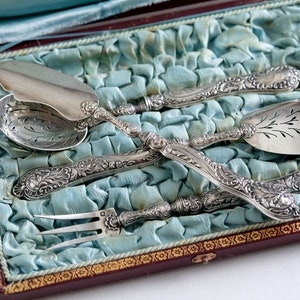 19th C. Antique French Minerva Silver 4 Piece Boxed Serving Set - Etsy