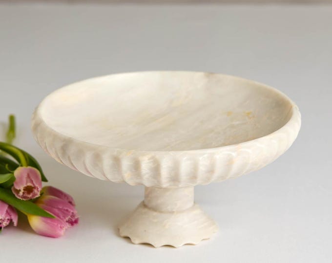 Vintage Marble Pedestal Dish, Alabaster Compote - Etsy