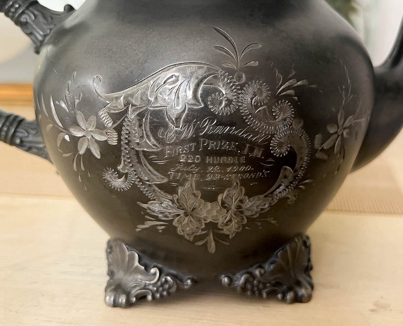 Ornate Victorian 1900 First Prize Hurdle Race Trophy Teapot, Antique ...