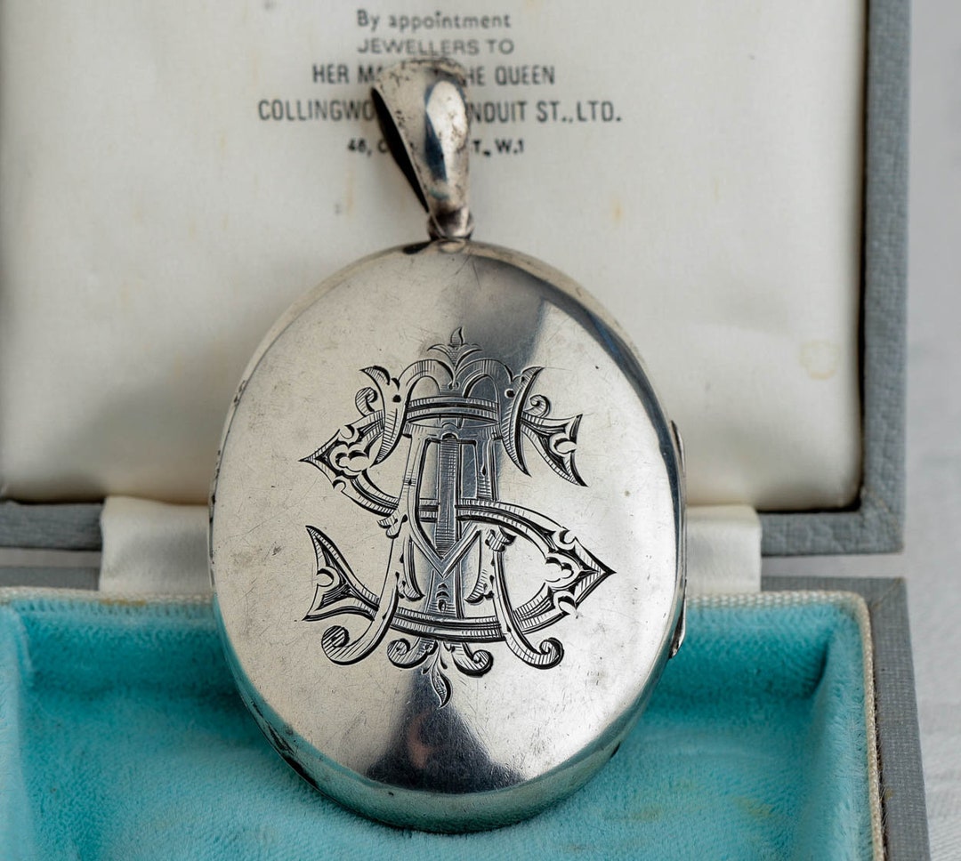 Extra Large Victorian English Sterling Silver Monogrammed Locket ...