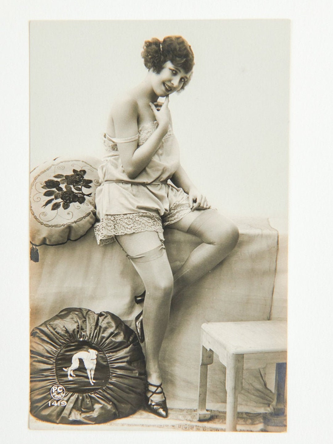 Set Of 5 C 1920s French Risque Flapper Woman Postcards Etsy