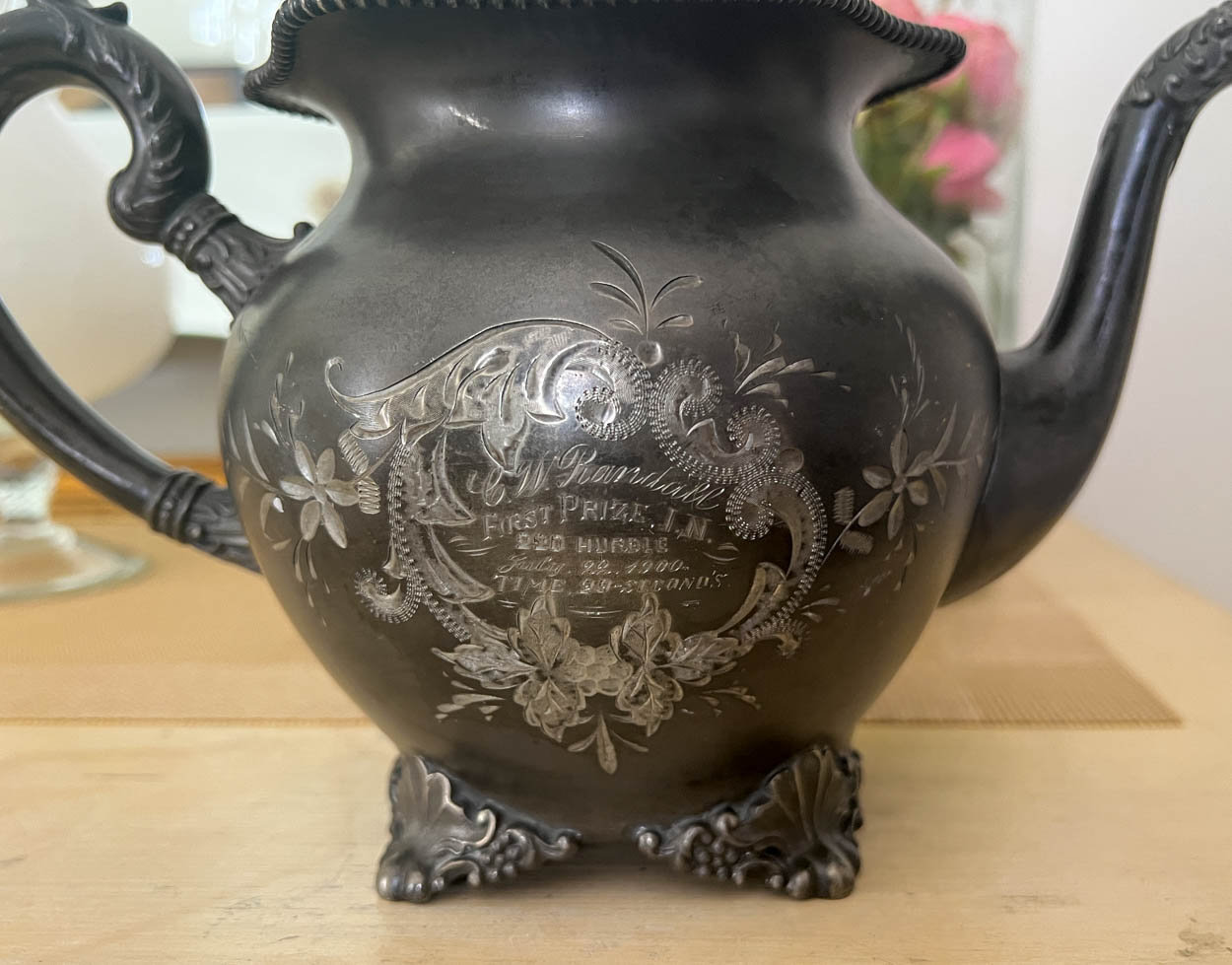Ornate Victorian 1900 First Prize Hurdle Race Trophy Teapot, Antique ...
