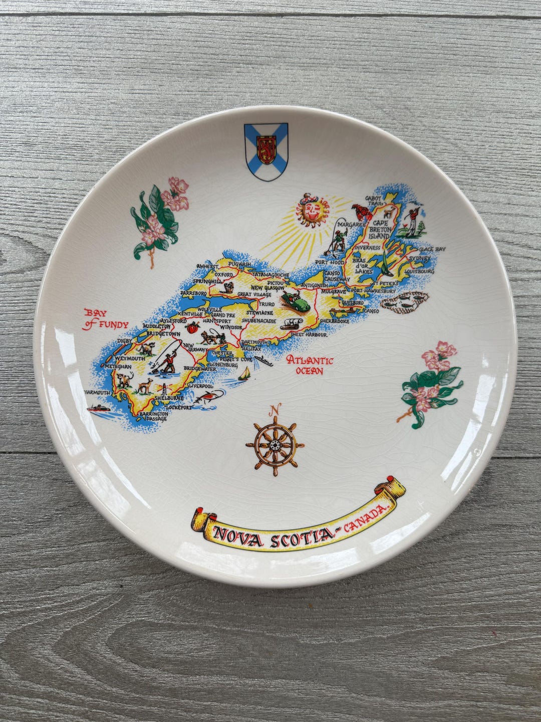 NOVA SCOTIA Canada Map Plate Vintage Canadian Travel Vacation - Etsy