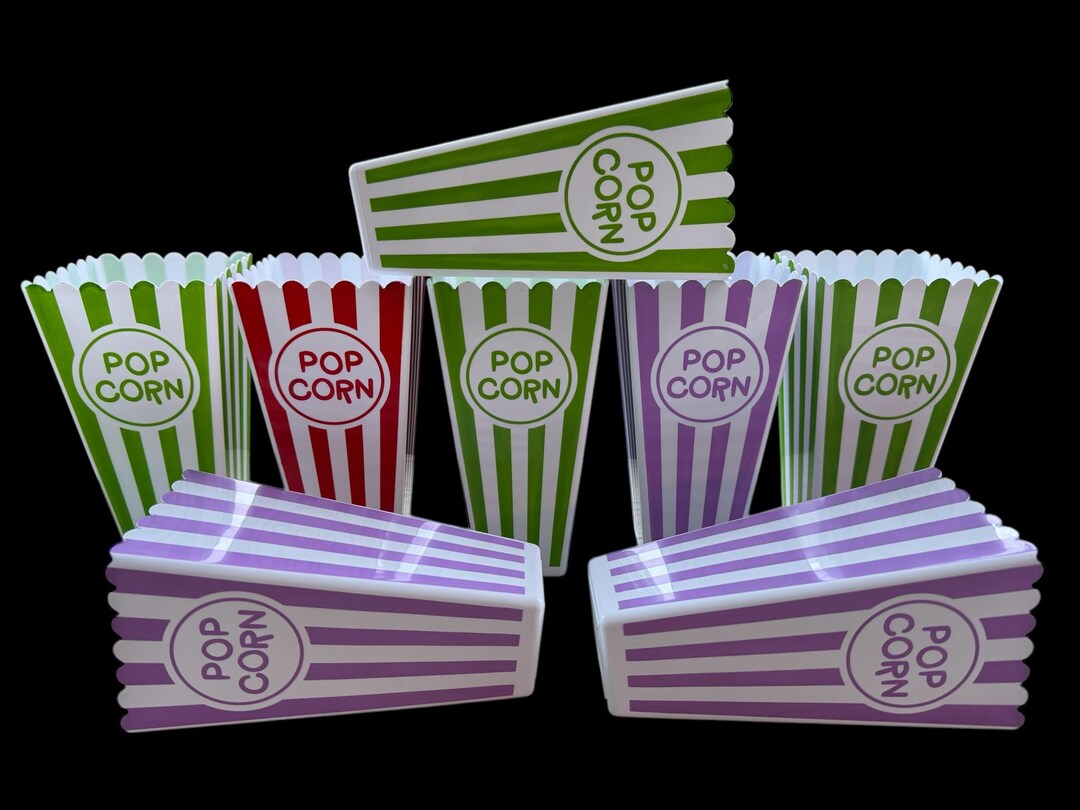 Whimsical Acrylic (plastic) POPCORN BUCKETS Theater Popcorn Fun Snack ...