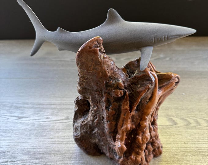 John Perry Nautical SHARK Sculpture Coastal Art Driftwood Vintage ...