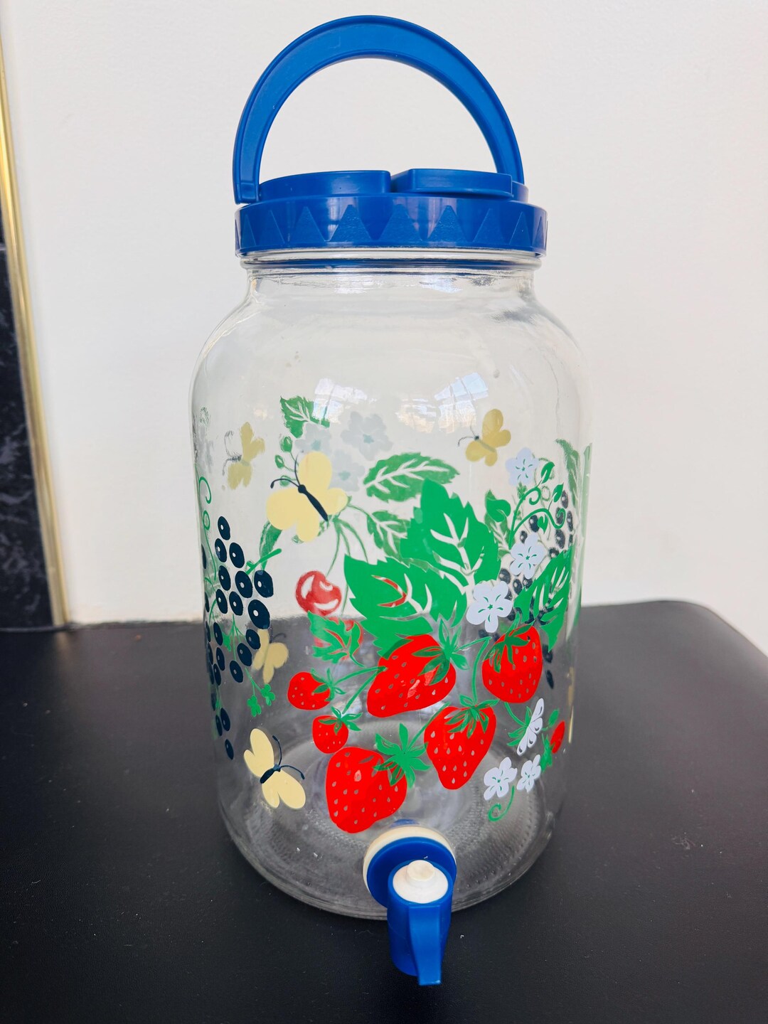 Retro Inspired Sun Tea Iced Tea Jar Fruit Floral Design - K - Etsy