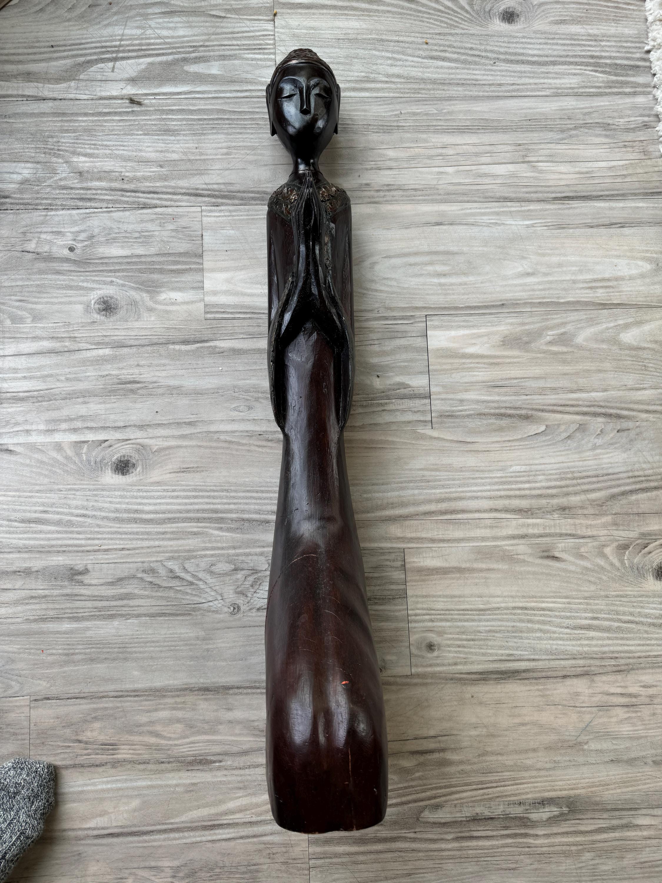 Rare Tall Vintage Wood Art Carved African Tribal Statue Decor Primitive ...