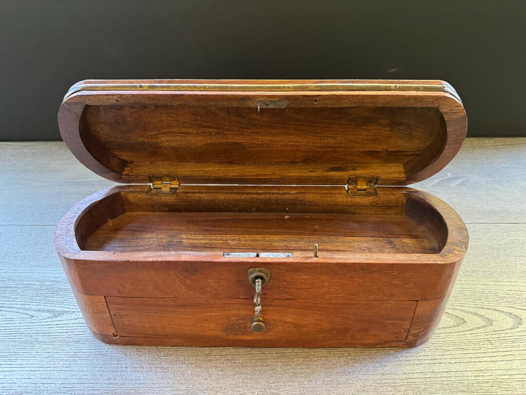 RARE Vintage Handmade Hidden Compartment Wooden Box With Secret Drawer ...