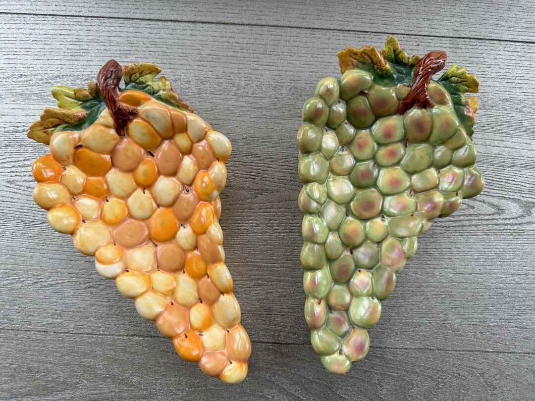 TWO MCM Cluster of Grapes Spoon Rests Mid Century Ceramic Kitchen Gift ...
