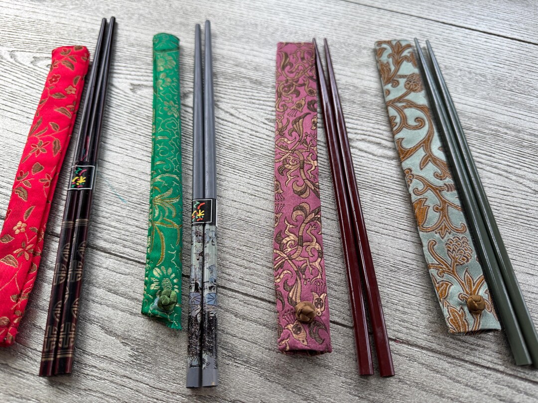 Vintage CHOPSTICKS in Silk Cases (unused) or Hairsticks Japanese - K - Etsy