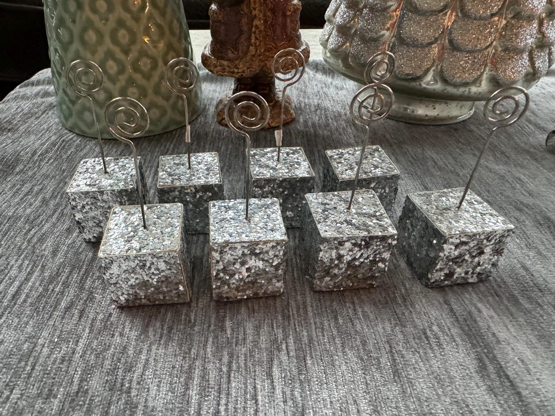 Vintage KATE ASPEN Glitter Package Set of 8 Placecard Holders Silver ...