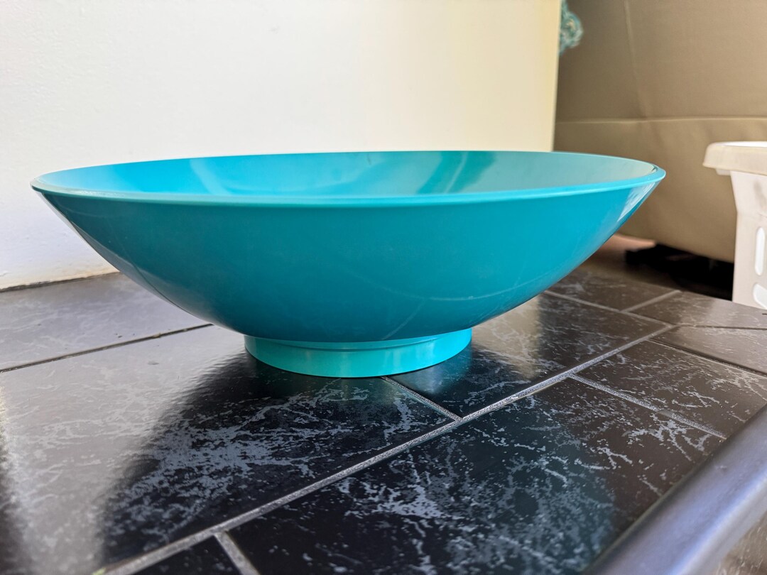 Vintage Copco Turquoise Melamine Bowl – 13.5" Modernist Pedestal ...