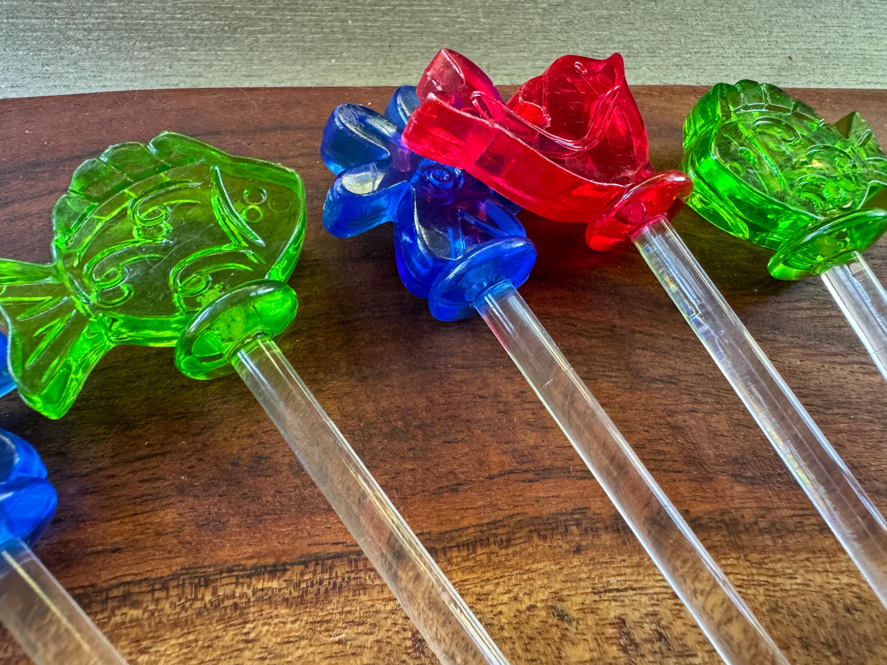1980's Acrylic BAR STIR STICKS Fun Quirky Tropical Set of 8 - K - Etsy