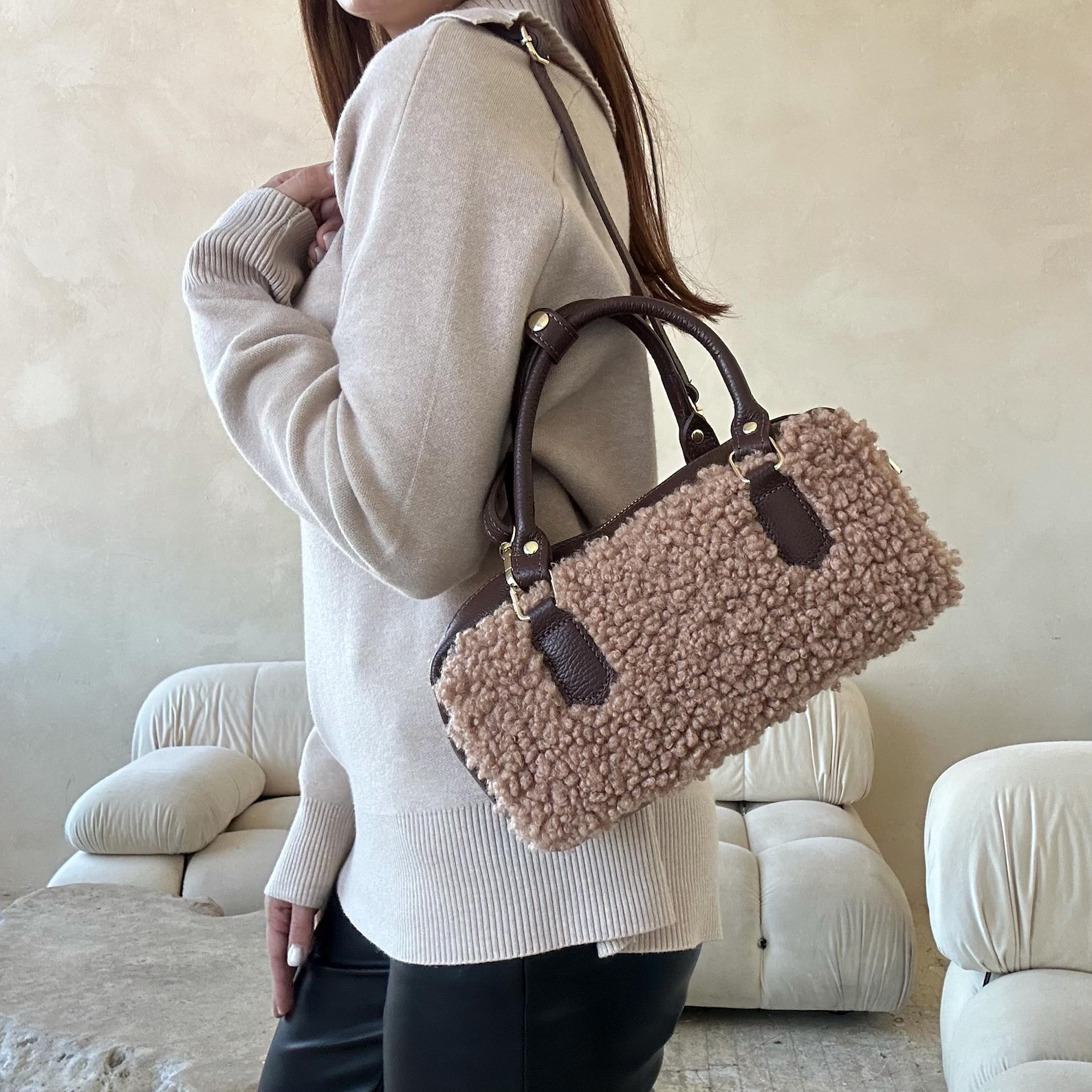 Teddy Leather Crossbody Bag, Teddy Shoulder Bag, Small Tote Bag ...