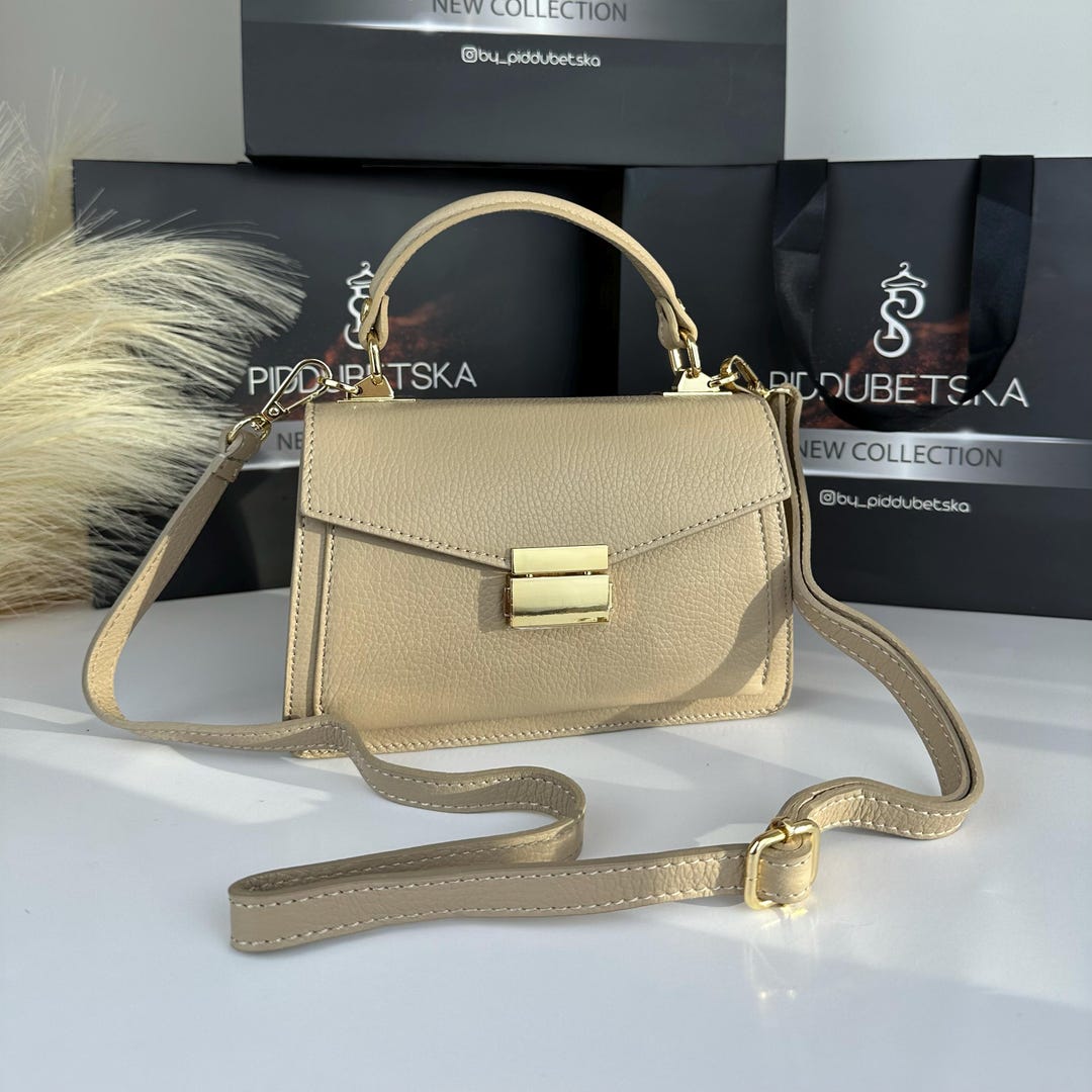 Genuine Leather Top Handle Bag, Minimal Women's Handbag, Elegant ...