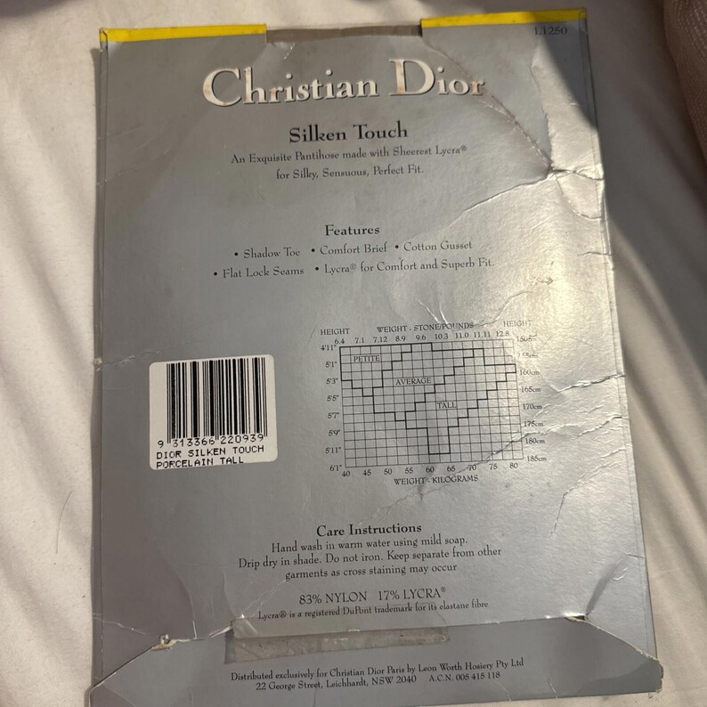 Christian Dior Pantyhose Silken Touch Porcelain Tall Tights Vintage ...