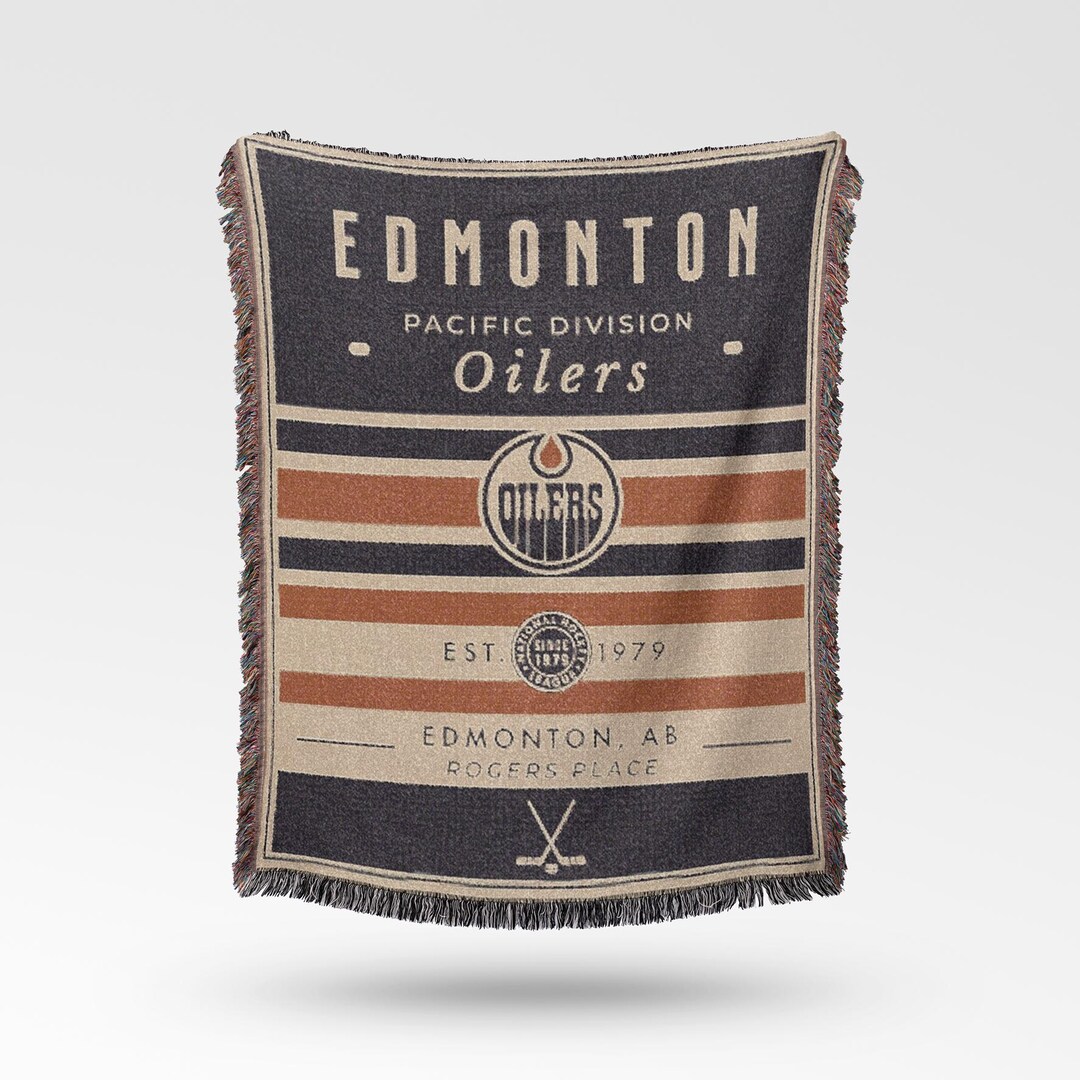 Edmonton Oilers Vintage-styled Woven Blanket / Retro Hockey Throw / NHL ...