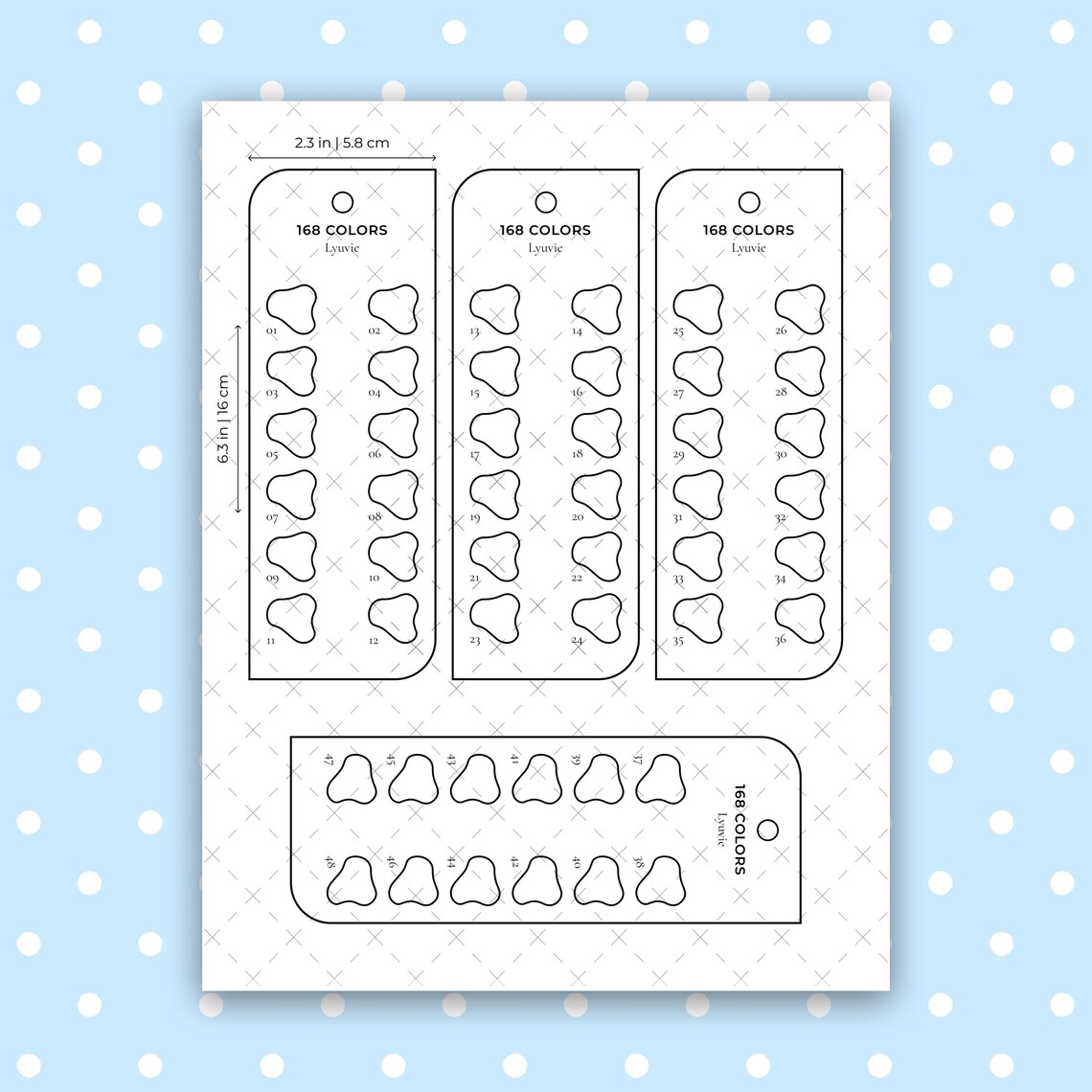 Printable Lyuvie Markers 168-color Swatch Template | DIY Brush Acrylic ...