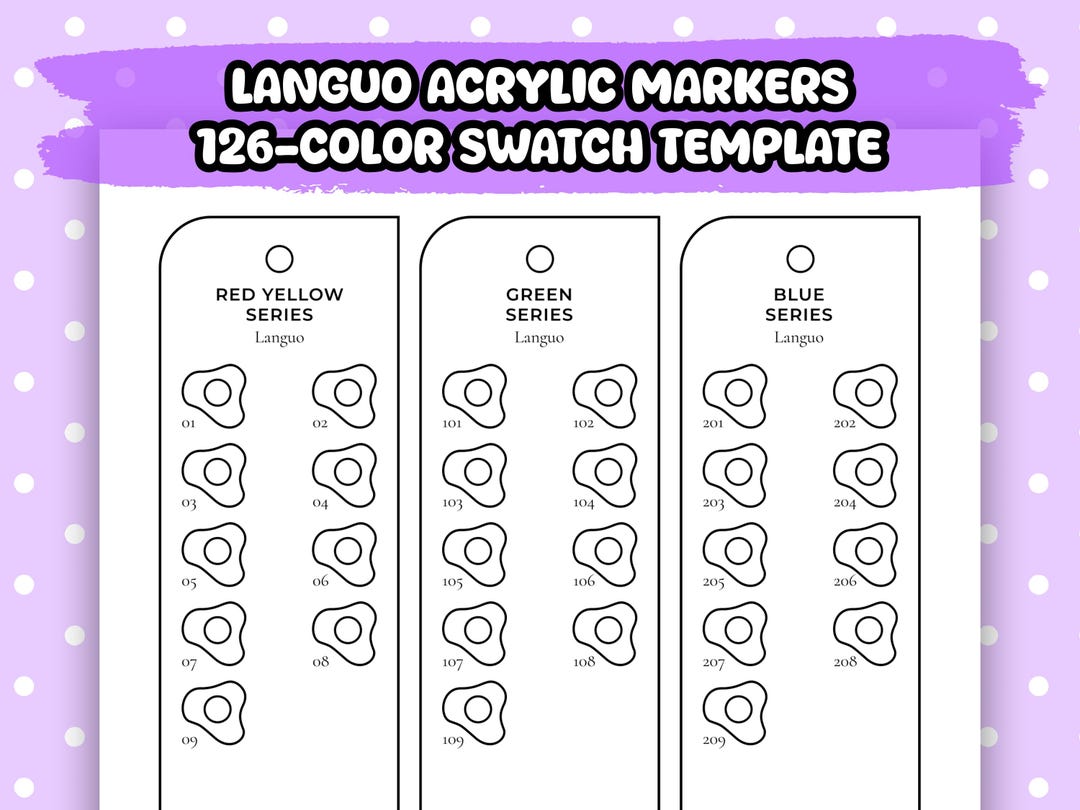 Printable Languo Markers 126-color Swatch Template With Holes | DIY ...