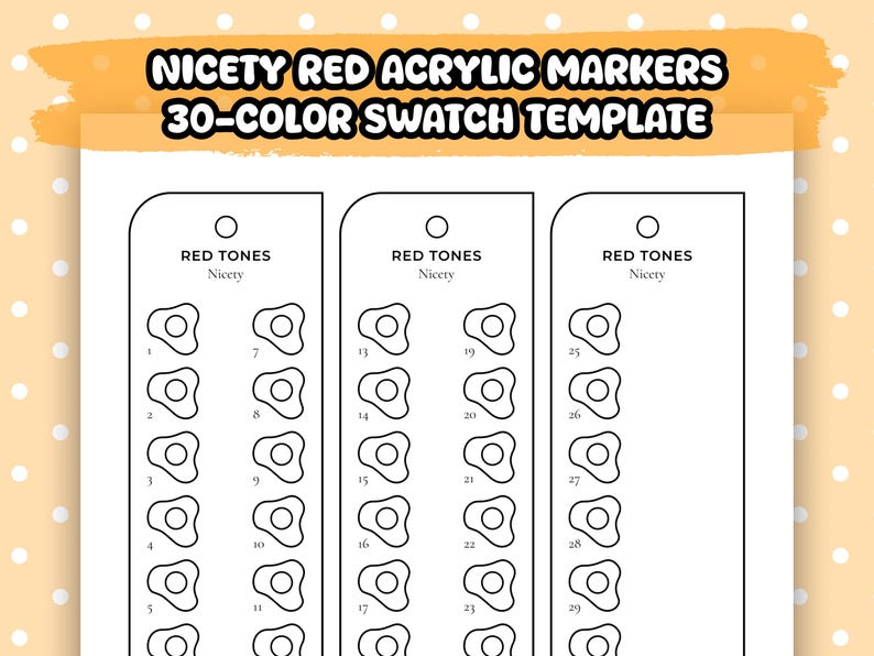 Printable Nicety 30 Red Color Swatch Template | Acrylic Marker Single ...