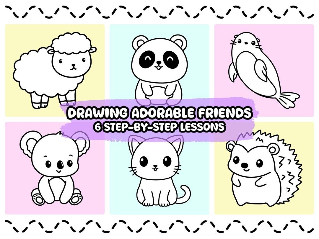 How to Draw Adorable Friends (pack B) | 6 Cute Animals With Step-by ...