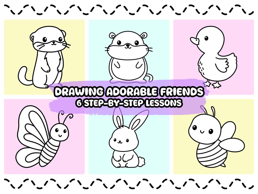 How to Draw Adorable Friends (pack A) | 6 Cute Animals With Step-by ...
