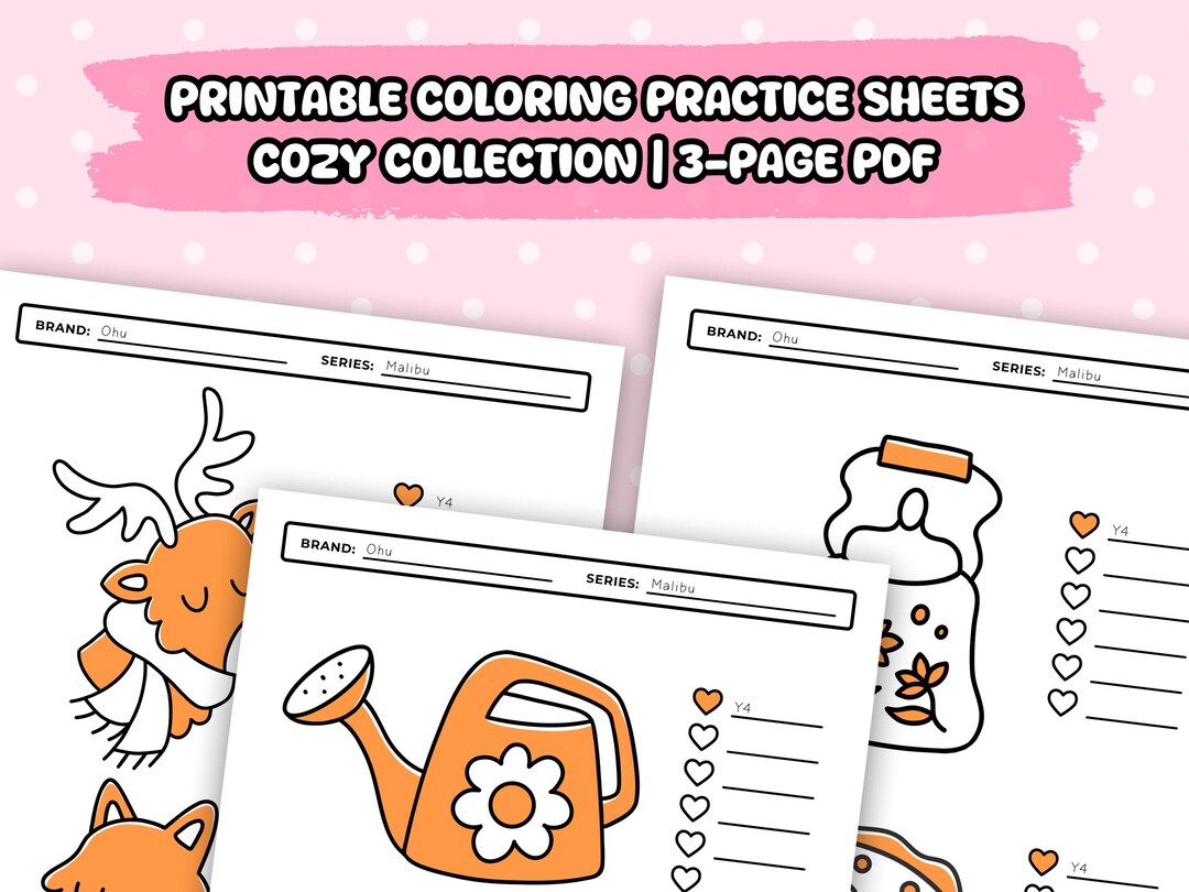Printable Coloring Practice Worksheets PDF | cozy Marker, Pencil, and ...