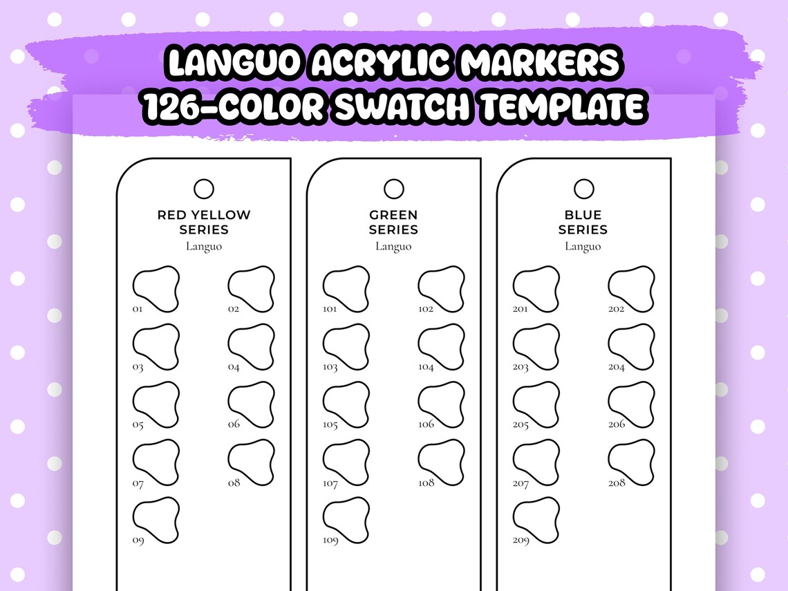 Printable Languo Markers 126-color Swatch Template (14 Series) | DIY ...